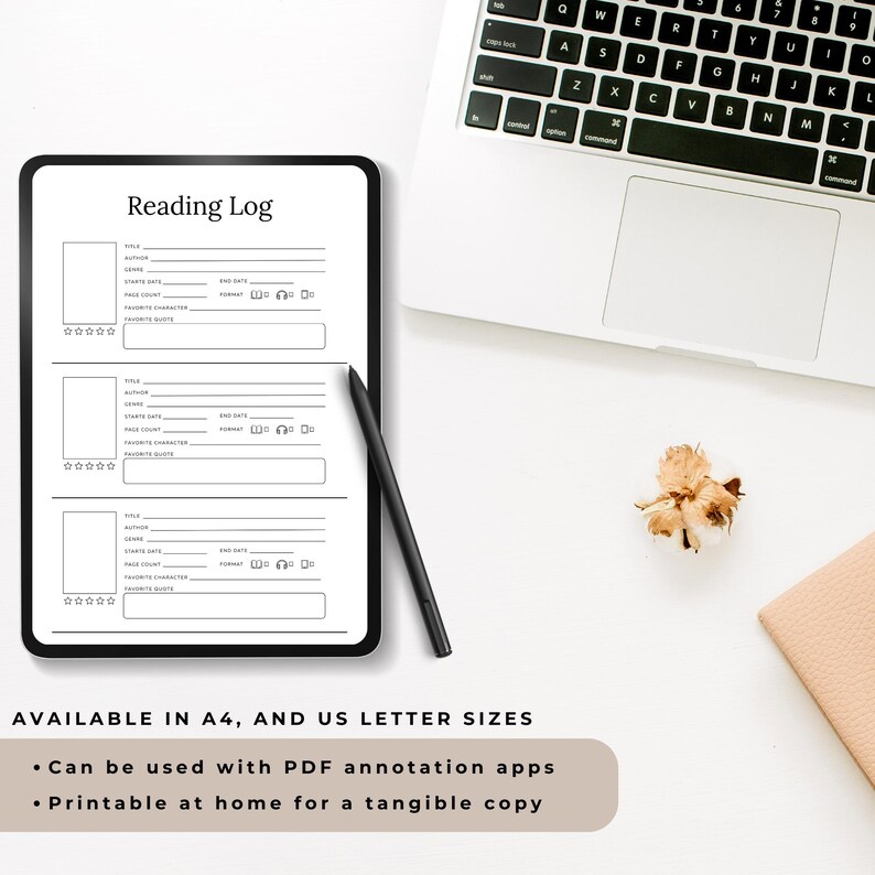 Reading Log Printable, Minimalist Book Tracker, Reading Journal Insert ...