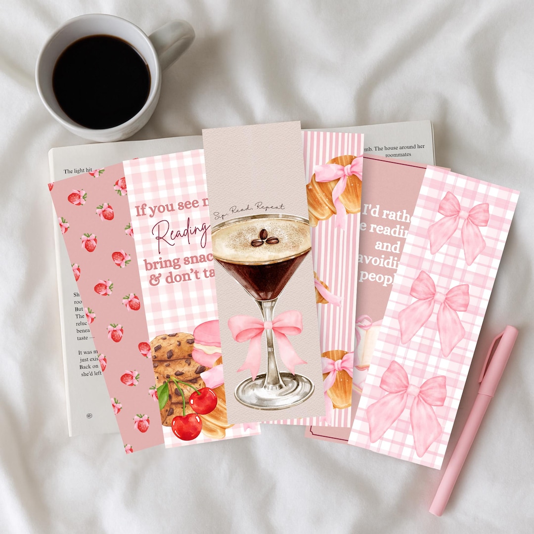 Set of 8 Coquette Printable Bookmarks | Digital Download | Book Lovers ...