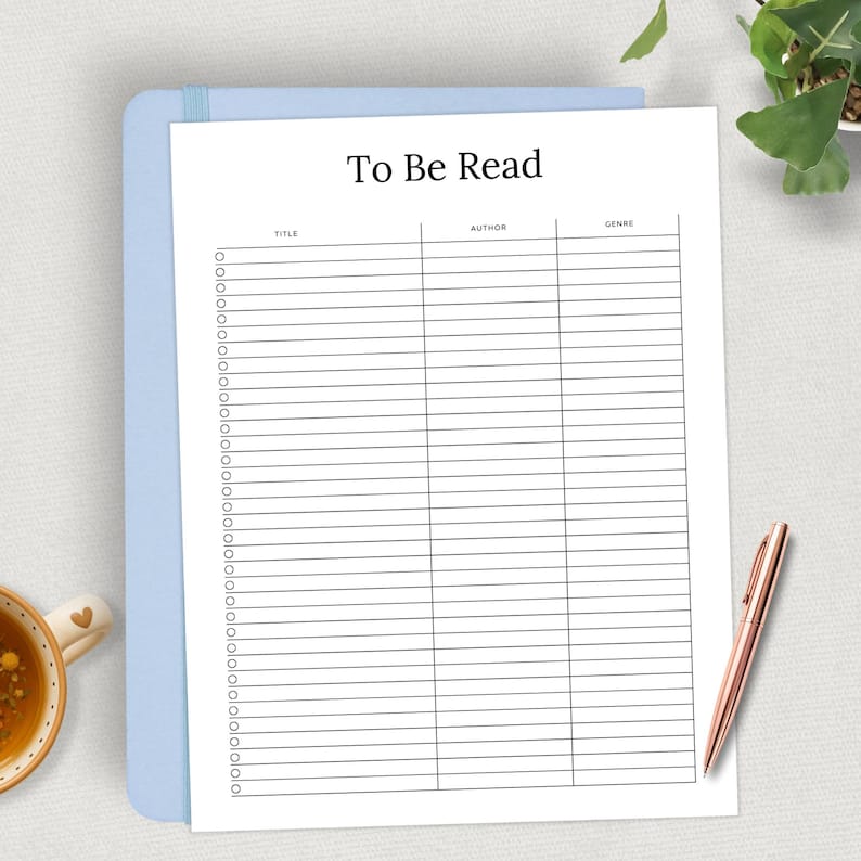 To Be Read List Printable, TBR Tracker for Book Lovers, Reading List ...