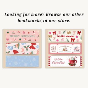 Set of 6 Printable Christmas Bookmark, Book Lover's Holiday Bookmarks ...