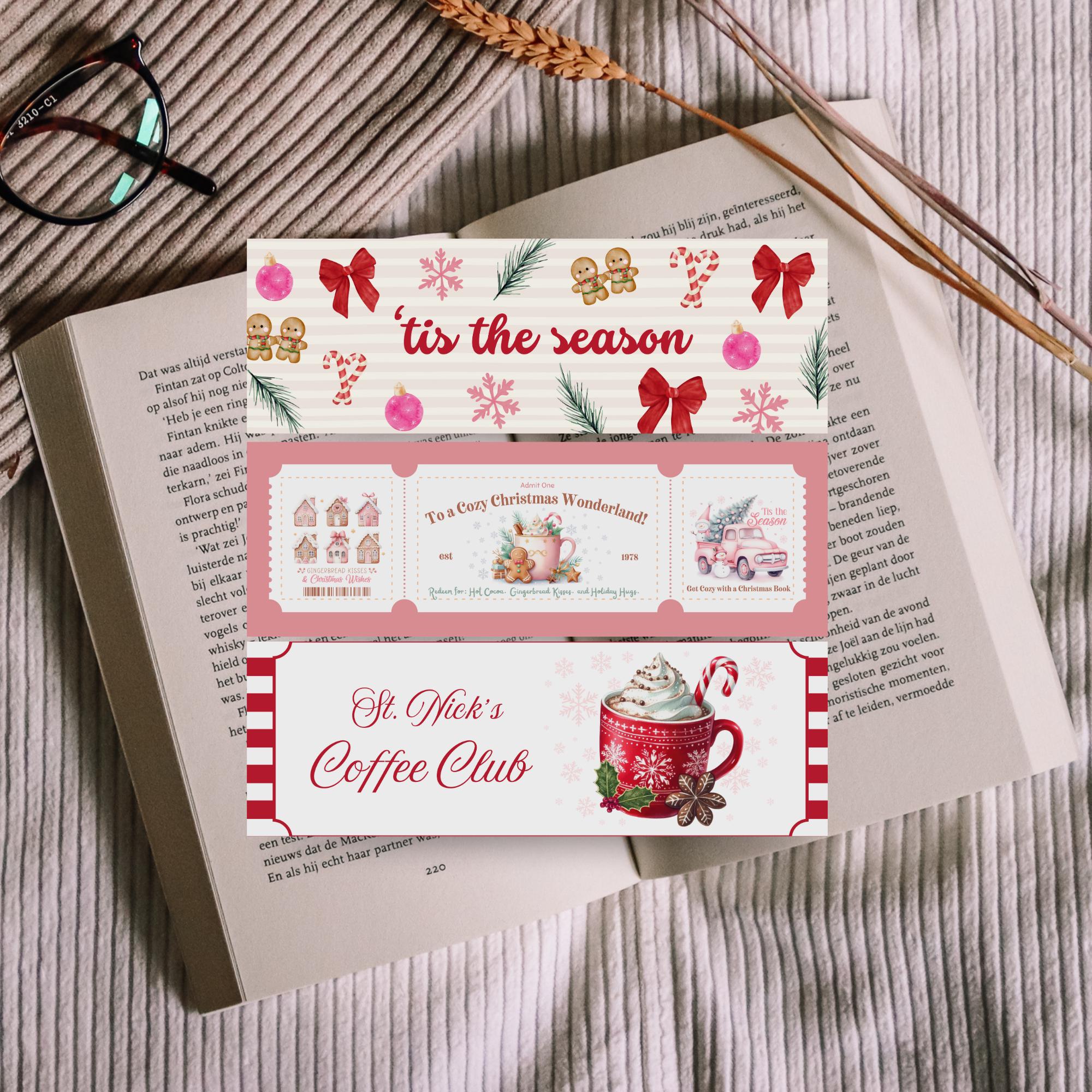 Set of 3 Cozy Christmas Printable Bookmarks Hot Cocoa & Gingerbread ...