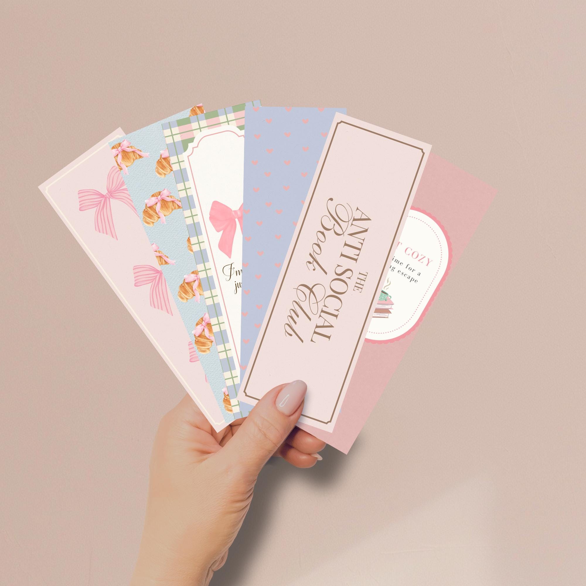 Set of 6 Coquette Printable Bookmarks, Cute Pastel, Book Lovers Gifts ...