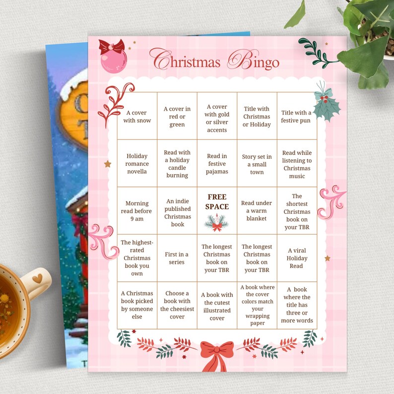 Christmas Reading Bingo Printable, Holiday Book Challenge Game, Festive ...
