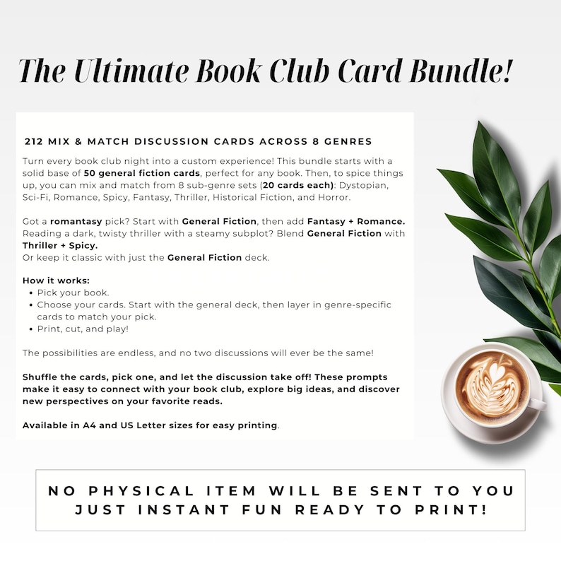 212 Book Club Discussion Cards, Fun Printable Questions, Book Club ...