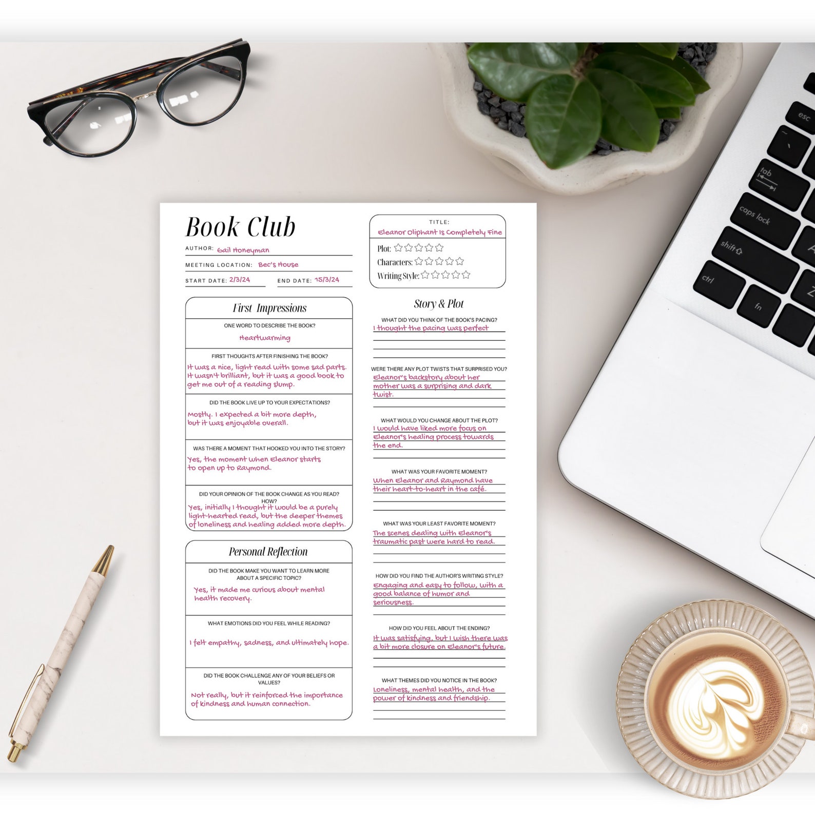 Book Club Questions Printable | Book Review Printable | Book Review and ...