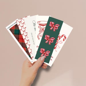 Set of 6 Printable Christmas Bookmark, Book Lover's Holiday Bookmarks ...