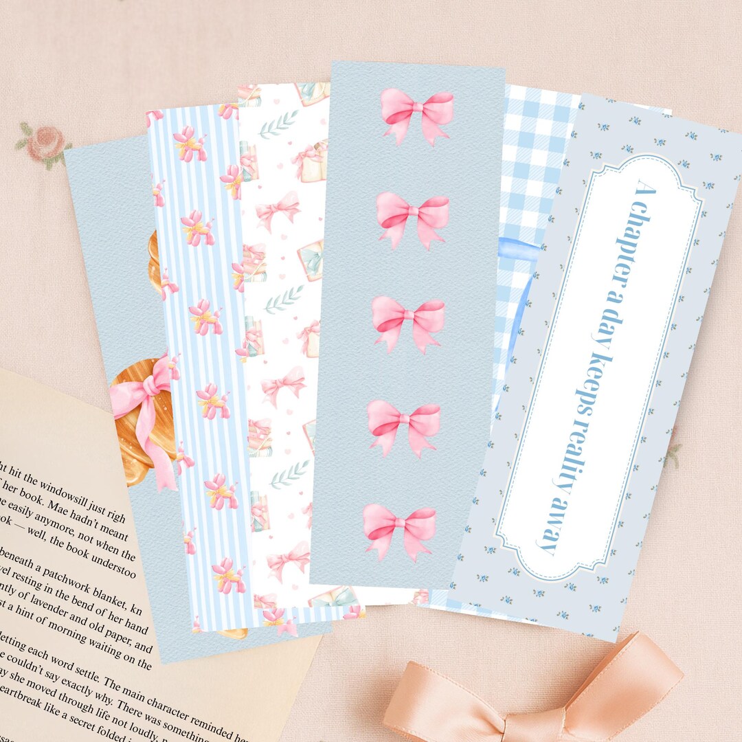 Set of 6 Coquette Printable Bookmarks | Cute Pastel | Digital Download ...
