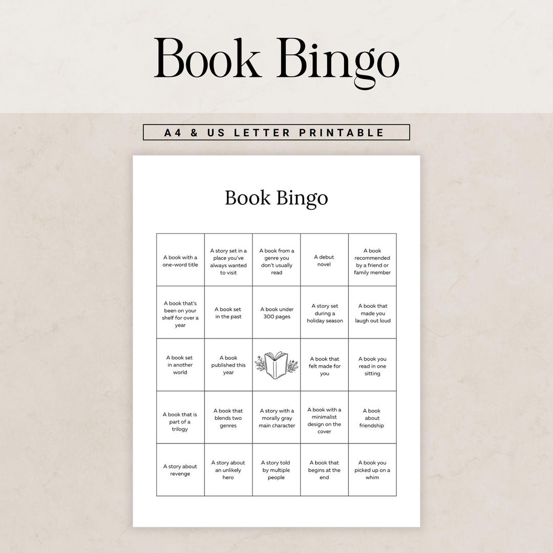 Book Bingo Printable Reading Tracker for Book Lovers, Fun Paper ...