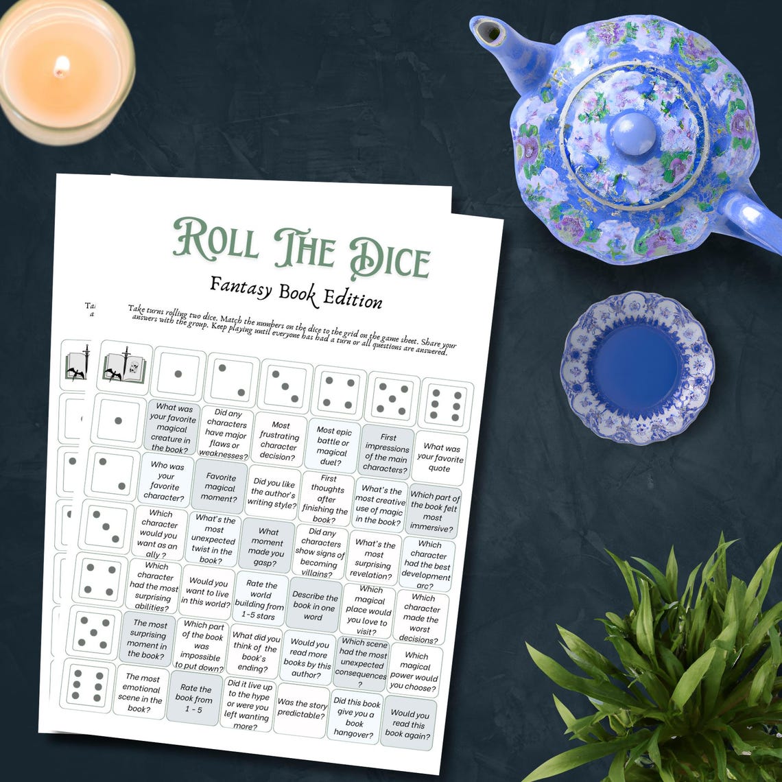 Roll the Dice Fantasy Book Edition, Fun Printable Book Club Game ...