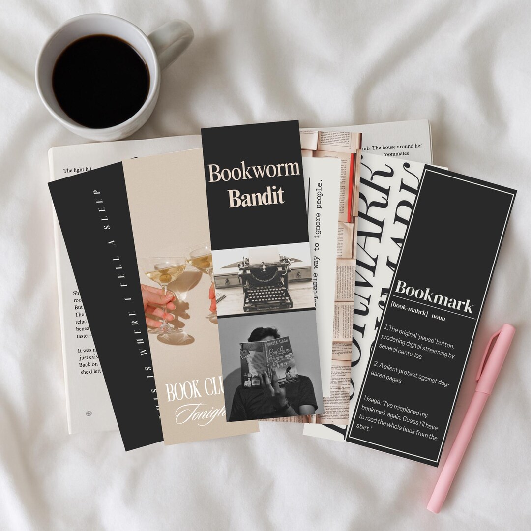 Set of 6 Minimalist Modern Vintage Bookmarks | Printable Book Lover ...