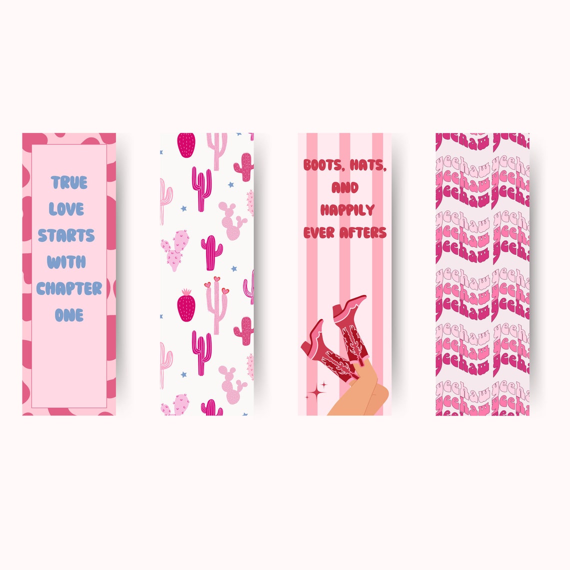 Set of 8 Cowgirl Romance Printable Bookmarks Pink Aesthetic, Western ...