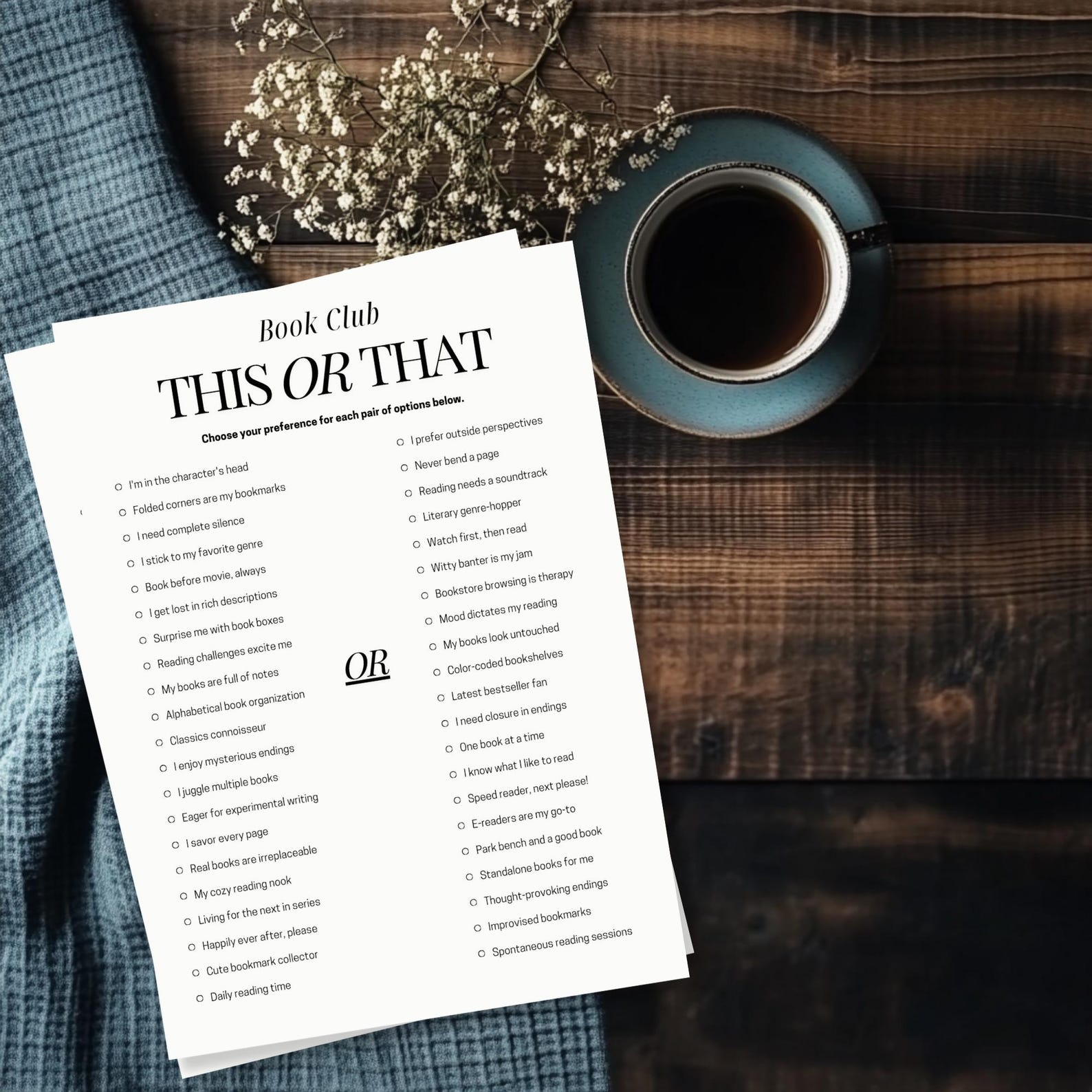 Book Club Icebreaker Game, This or That Book Club Printable, Fun Book ...