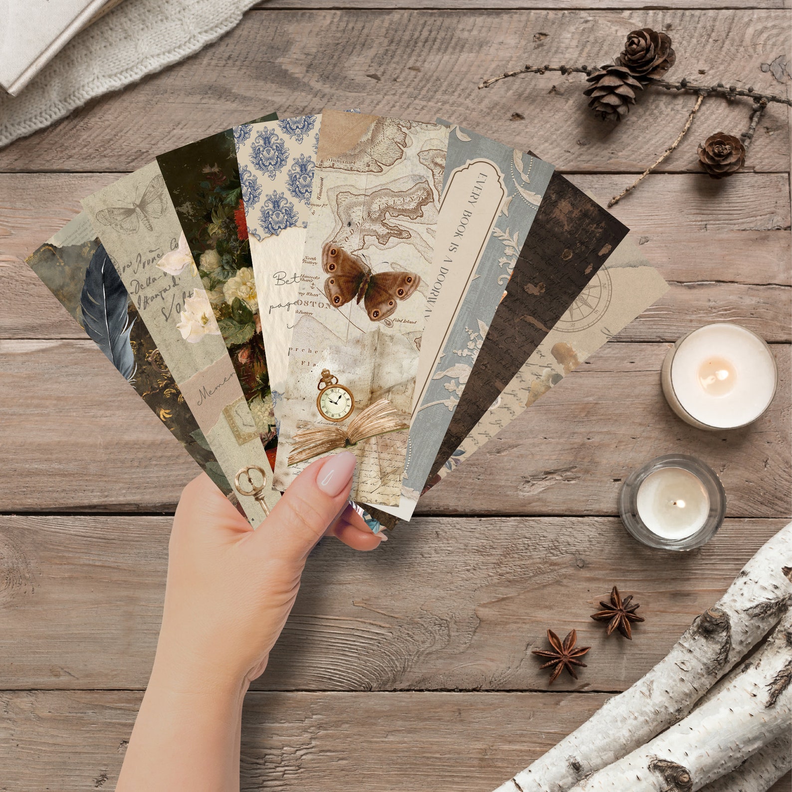 8 Dark Academia Bookmarks | Vintage Aesthetic Bookmarks | Antique ...