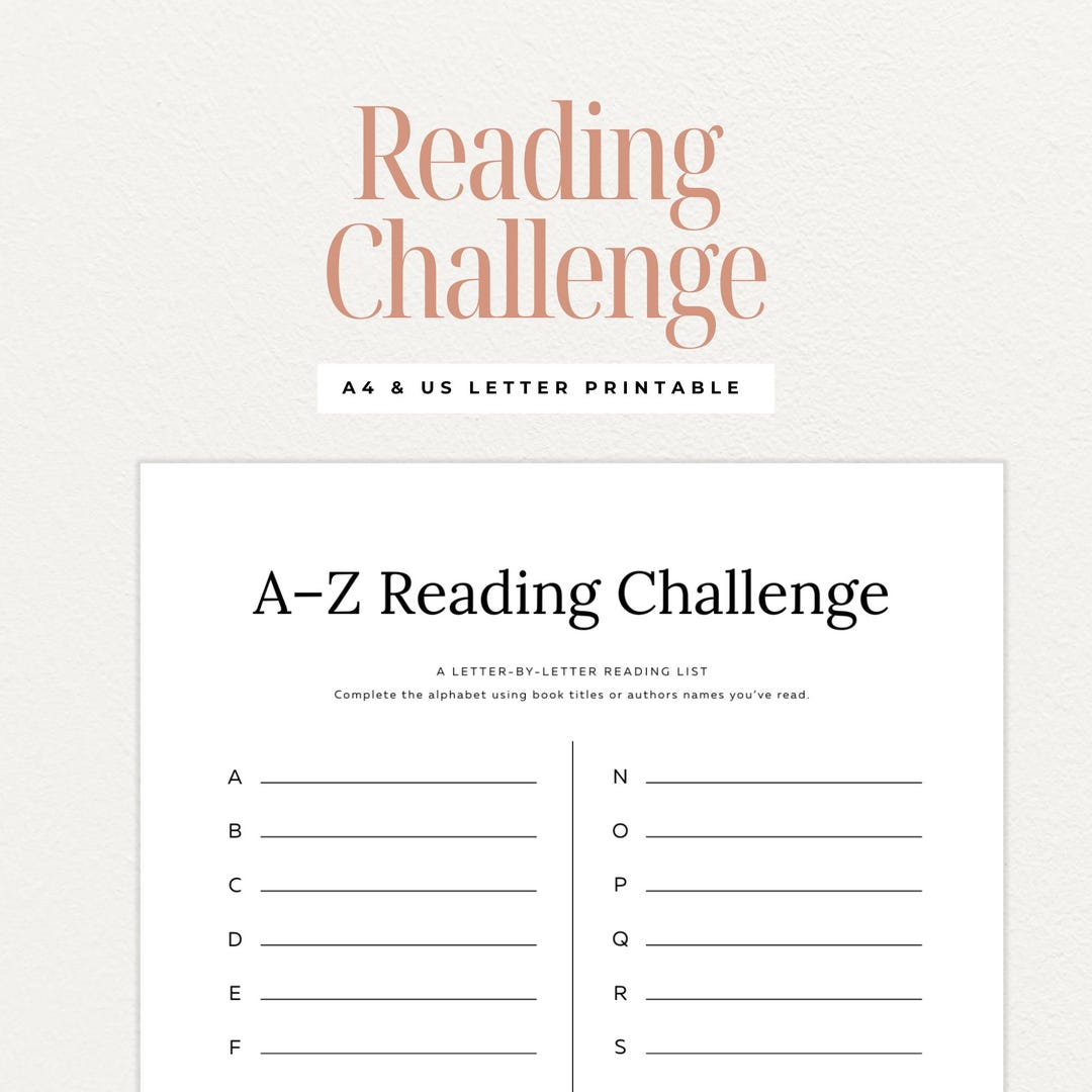 A–Z Reading Challenge Printable, Alphabet Reading Tracker, Book ...