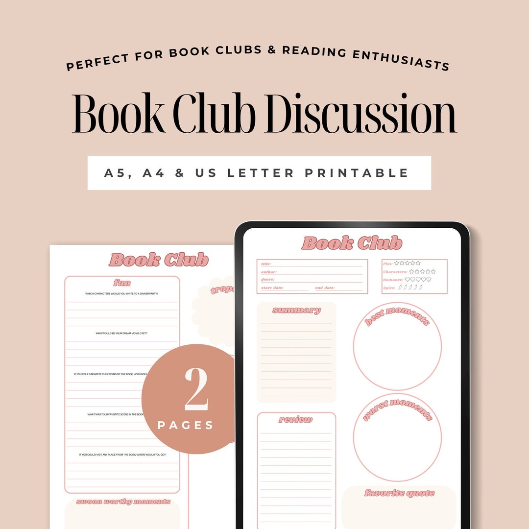 Printable Romance Book Club Journal Pages | A5, A4, US Letter | Digital ...