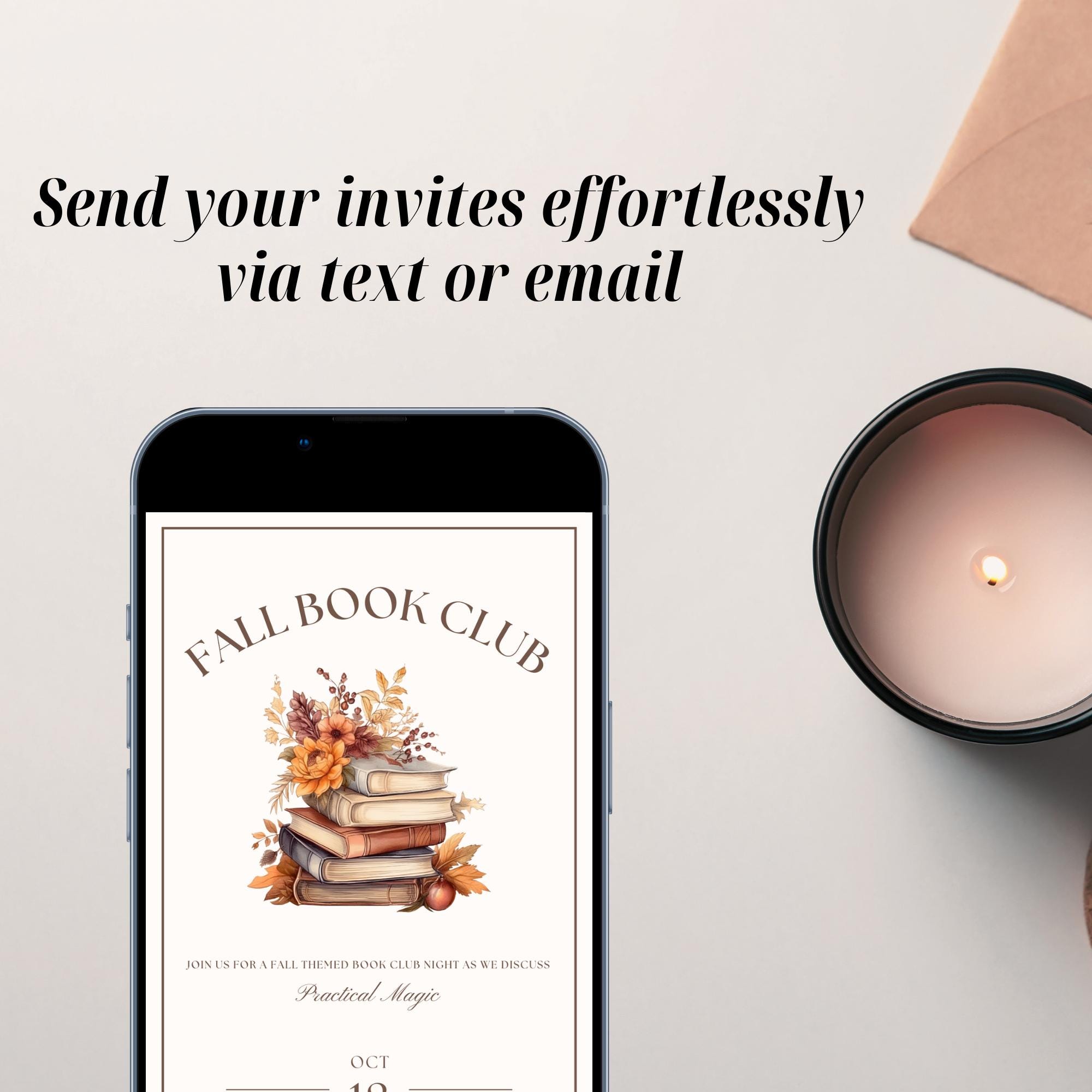 Editable Fall Book Club Invitation Cozy Printable Invitation Book ...