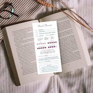 Book Review Bookmark Template, Canva Template, Book Club Discussion ...