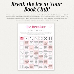 Romance Book Club Ice Breaker Game, Roll the Dice Book Discussion ...