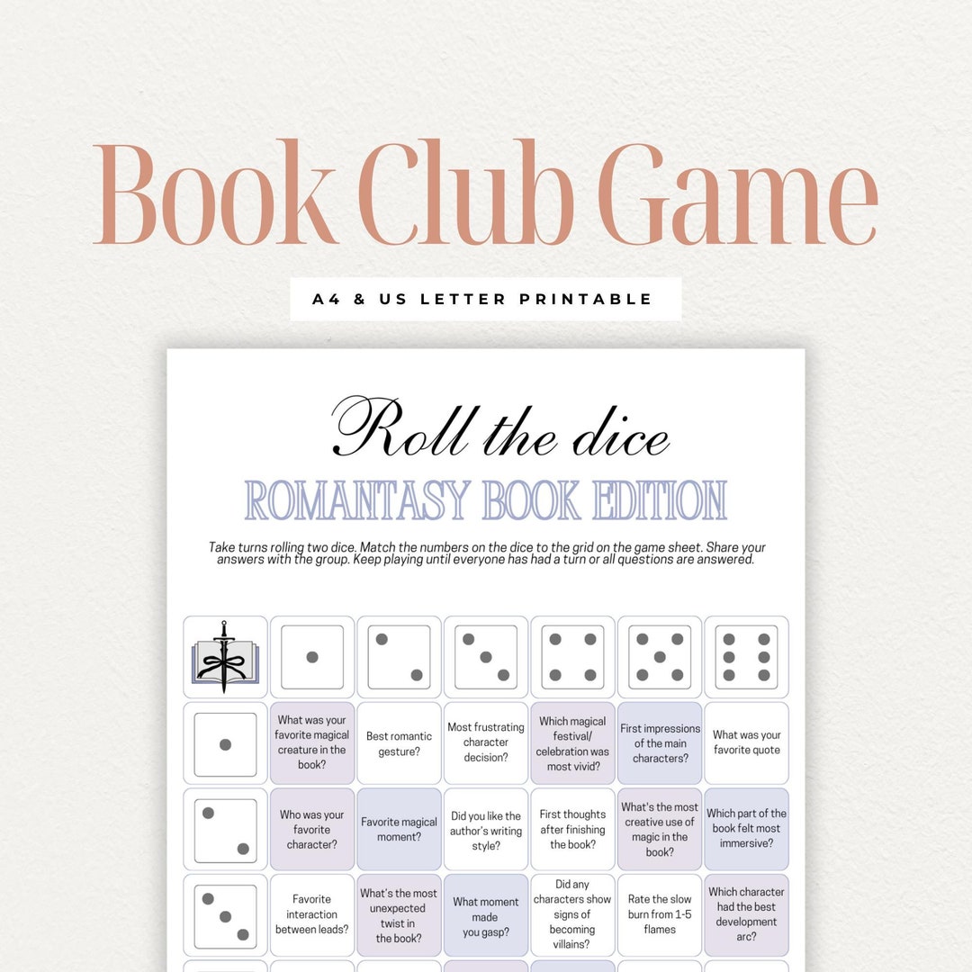 Roll the Dice Romantasy Book Club Game | Printable Book Discussion ...