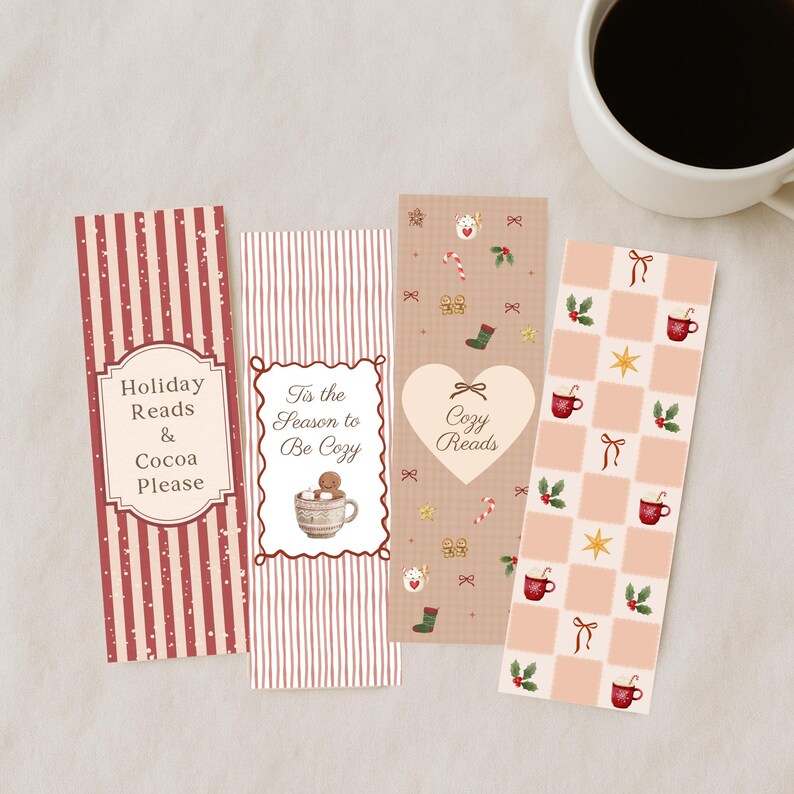 Printable Christmas Bookmarks, Holiday Bookmarks for Readers, Book Club ...