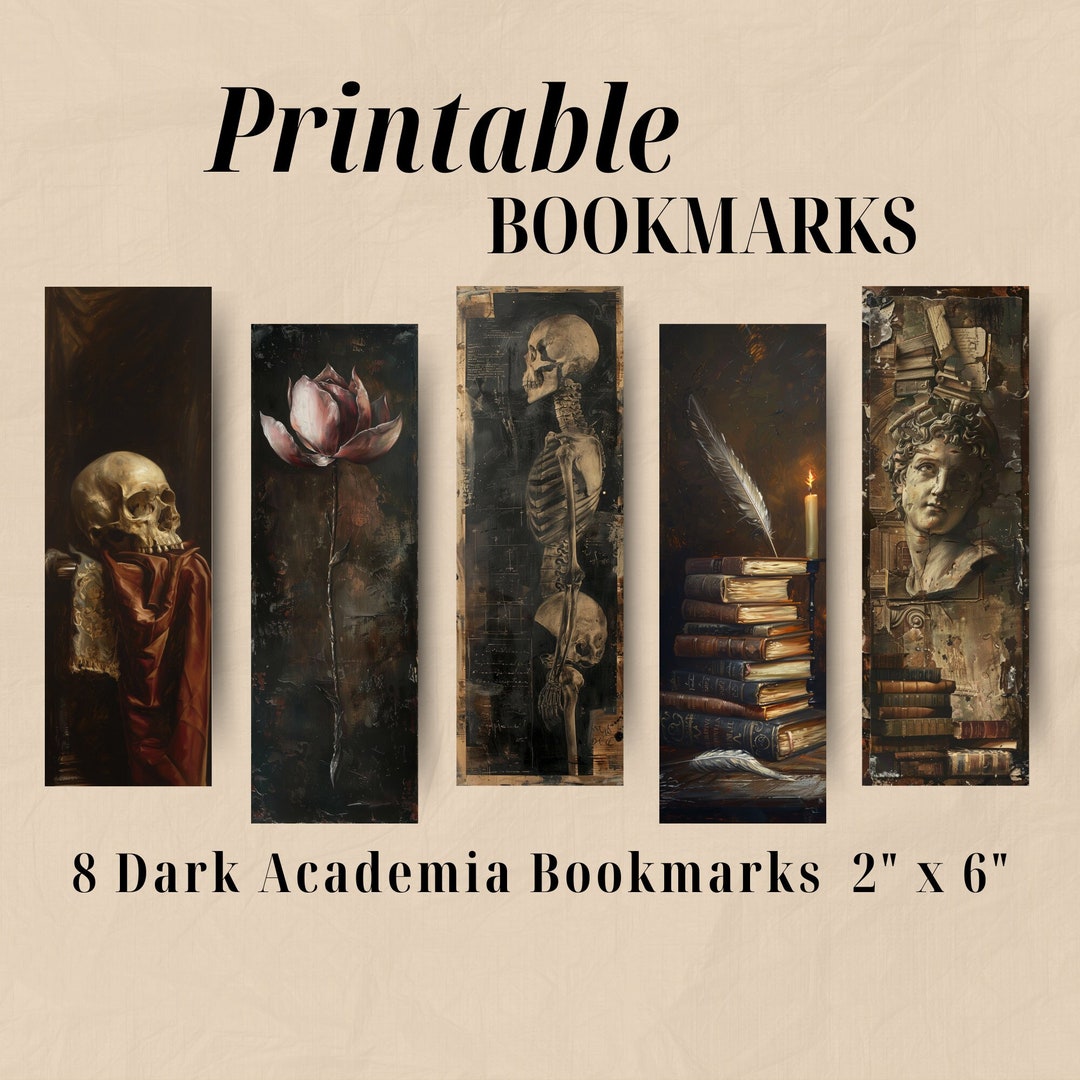 8 Dark Academia Bookmarks | Gothic Printable | Vintage Floral | Book ...