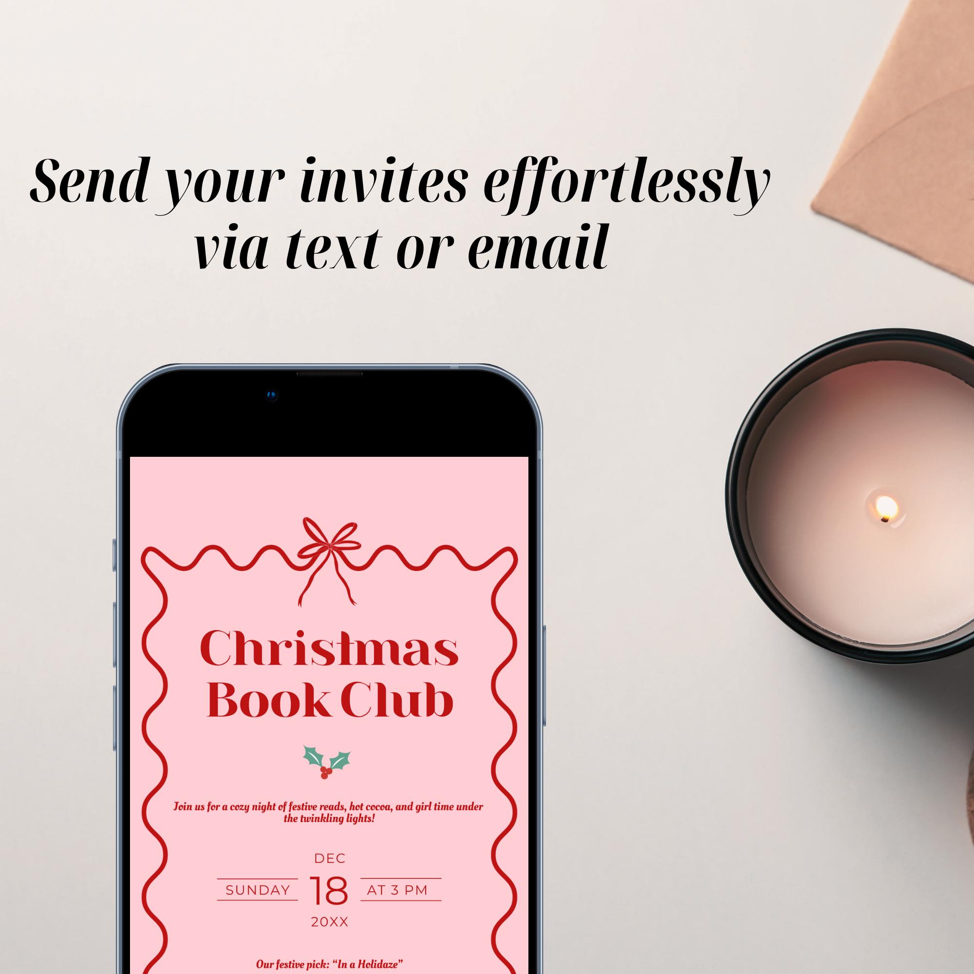 Editable Christmas Book Club Invitation | Cute Printable Invitation ...