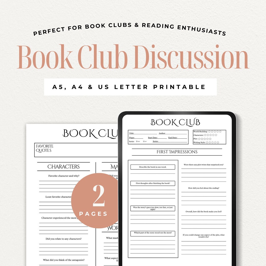 Fantasy Book Club Questions Printable | A5, A4 & US Letter | Digital ...