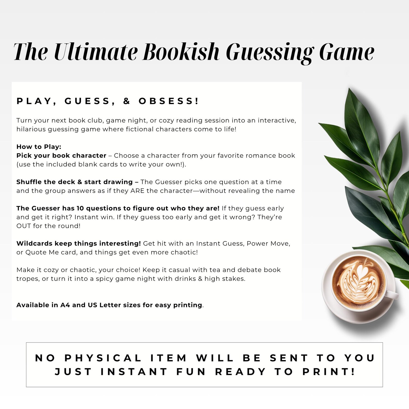 Romance Book Club Game, Guess the Character, Bookish Party Game ...