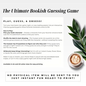 Romance Book Club Game, Guess the Character, Bookish Party Game ...