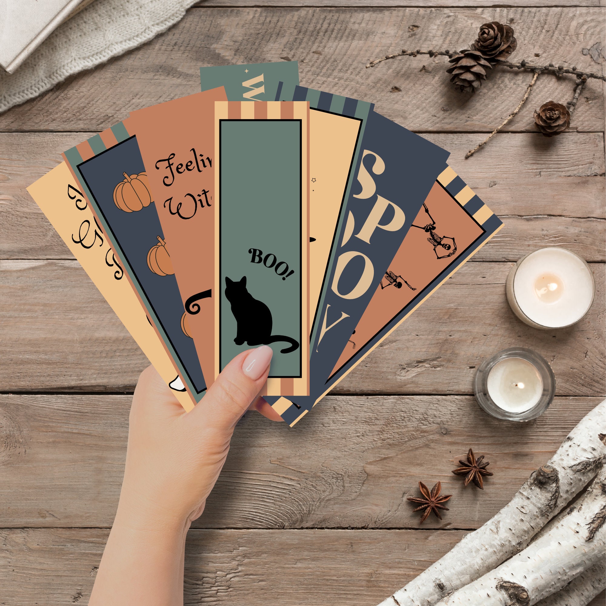 Set of 8 Halloween Bookmarks | Spooky & Witchy Designs | Horror Lovers ...