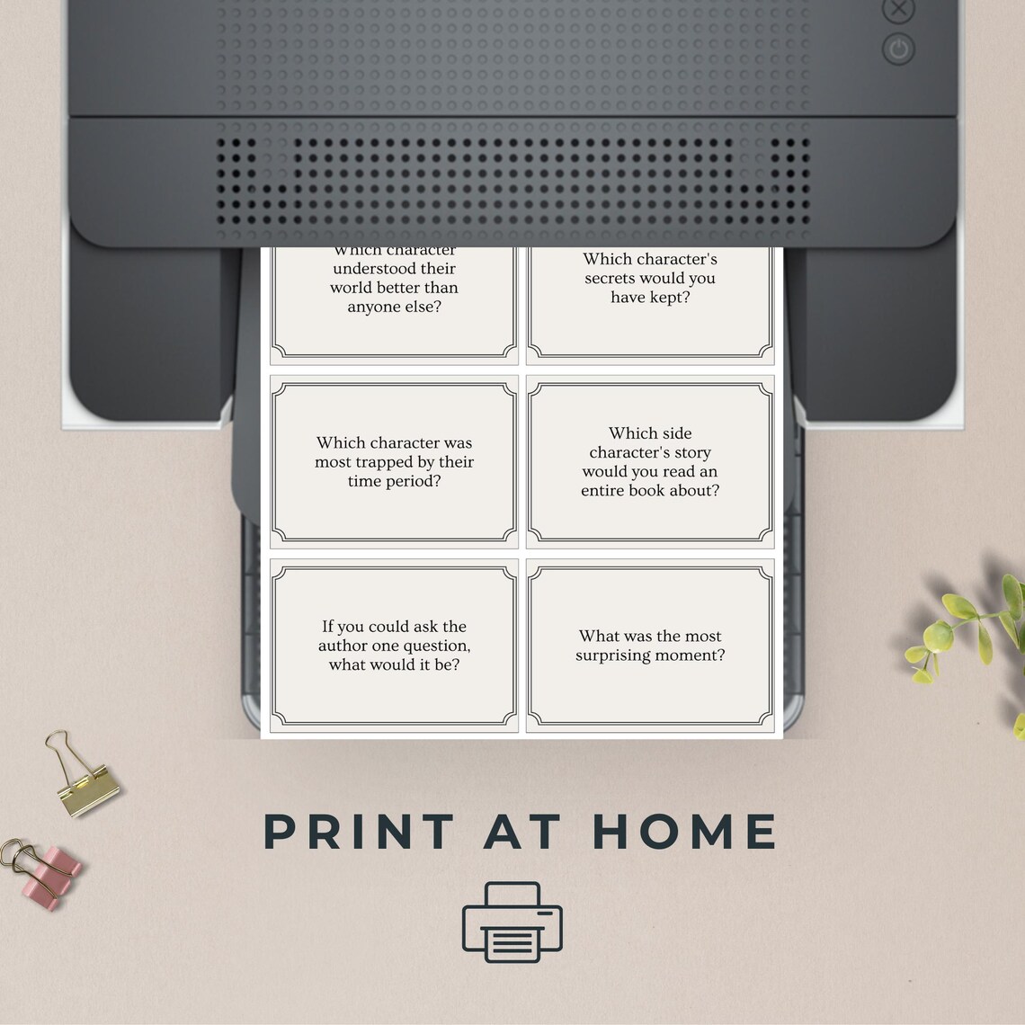40 Printable Historical Fiction Book Club Cards, Discussion Questions ...