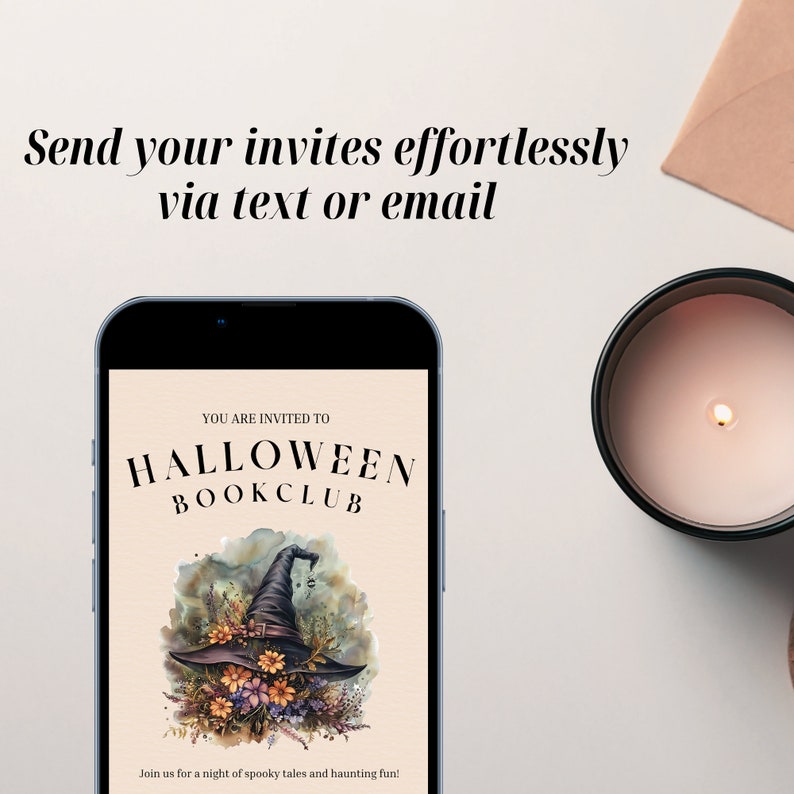 Editable Halloween Book Club Invitation | Cozy Book Club Invite ...