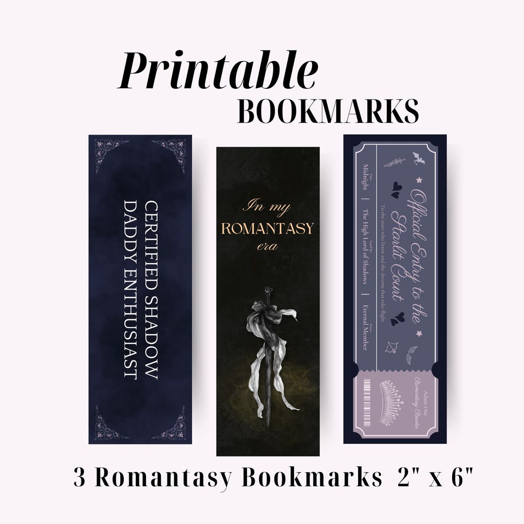 Set of 3 Romantasy Printable Bookmarks, in My Romantasy Era, Ticket ...