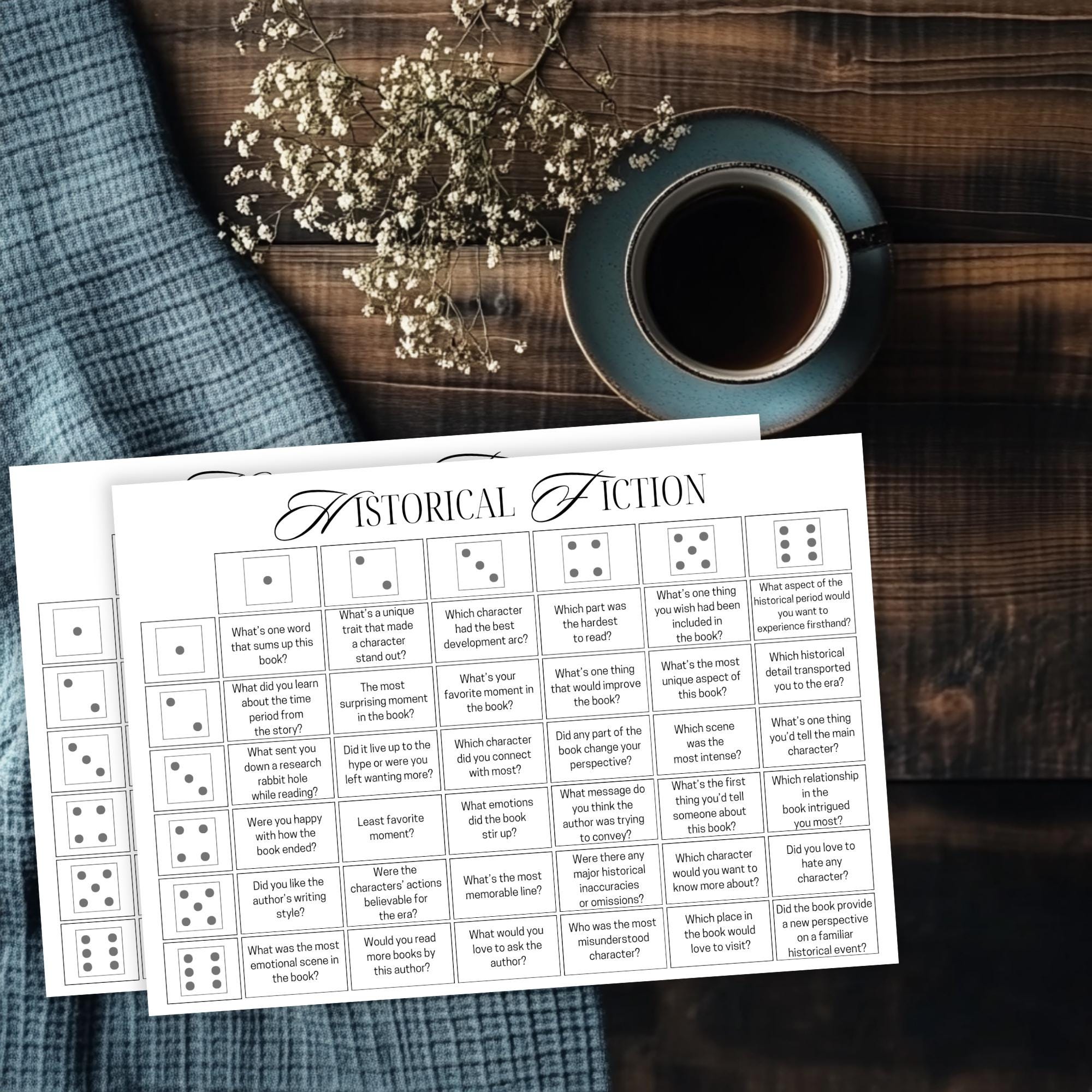 Book Club Discussion Questions Printable, Historical Fiction ...