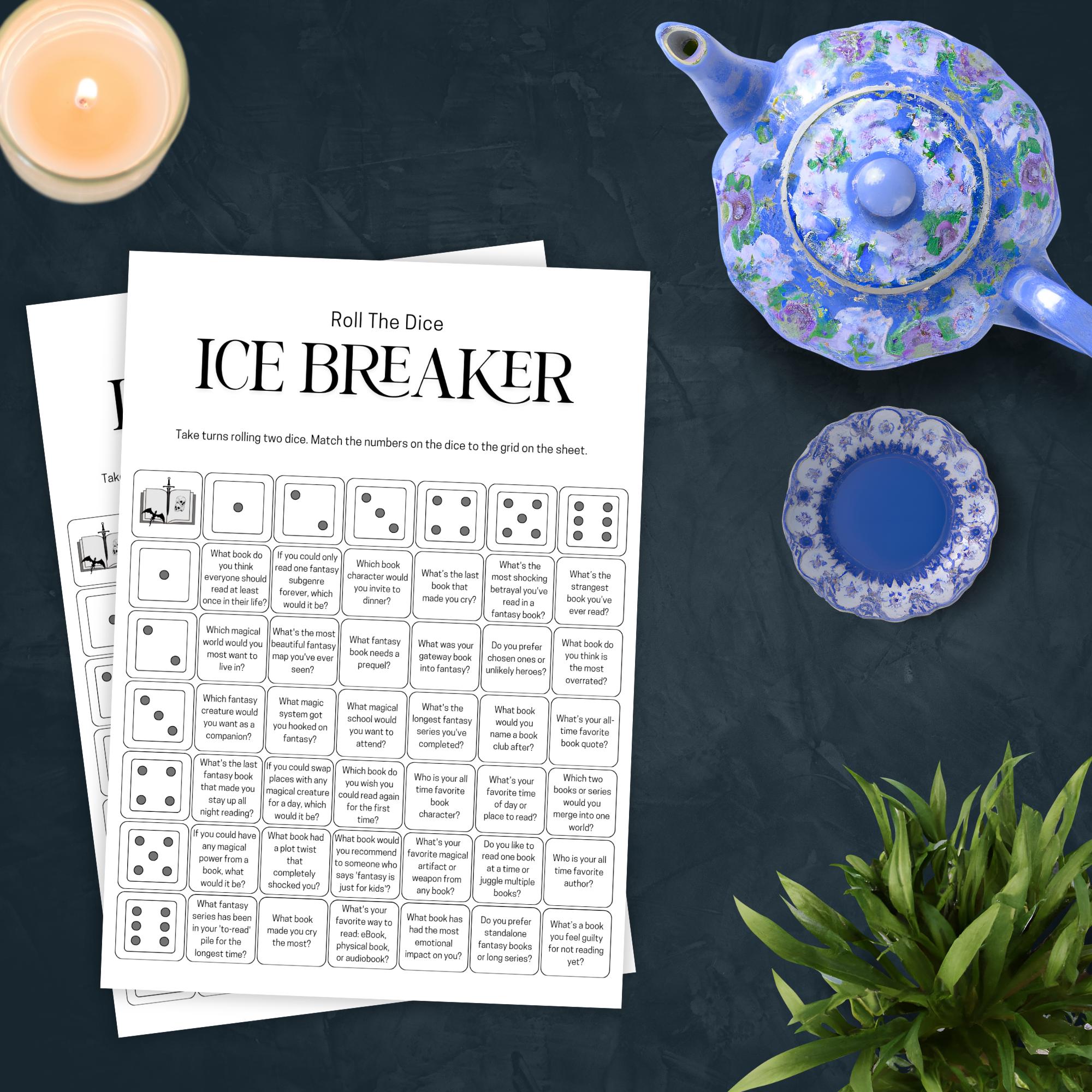 Fantasy Book Club Icebreaker Game, Roll the Dice Book Discussion ...
