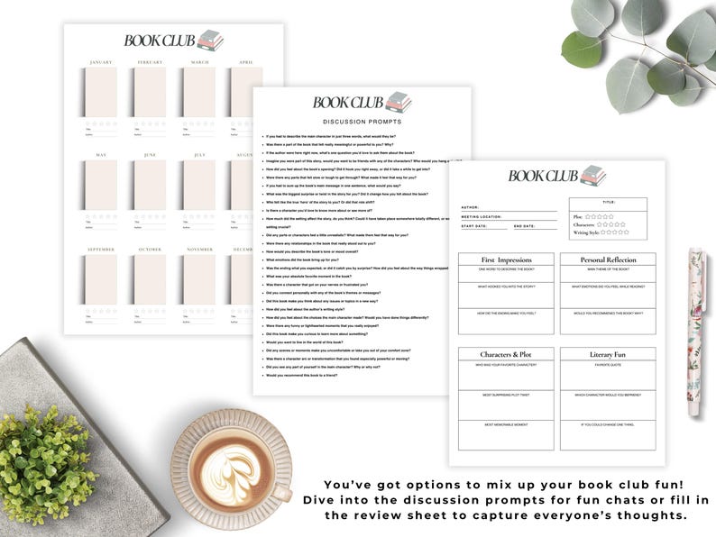 Book Club Planner & Organizer | Printable Book Club Templates | Digital ...