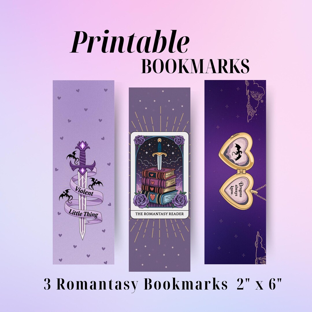 Romantasy Printable Bookmarks, Cute Fantasy Bookish Gift, Reading ...