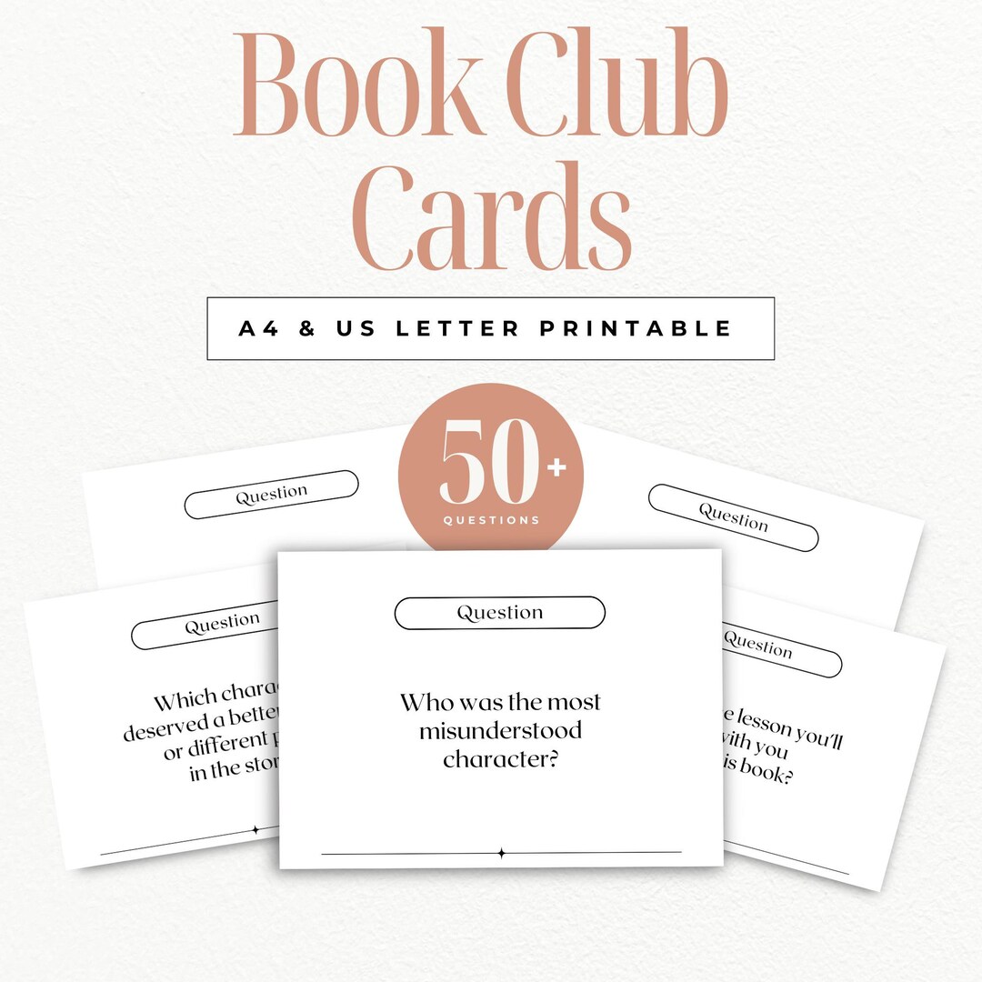 Fiction Book Club Discussion Cards | Fun Printable Questions | Digital ...