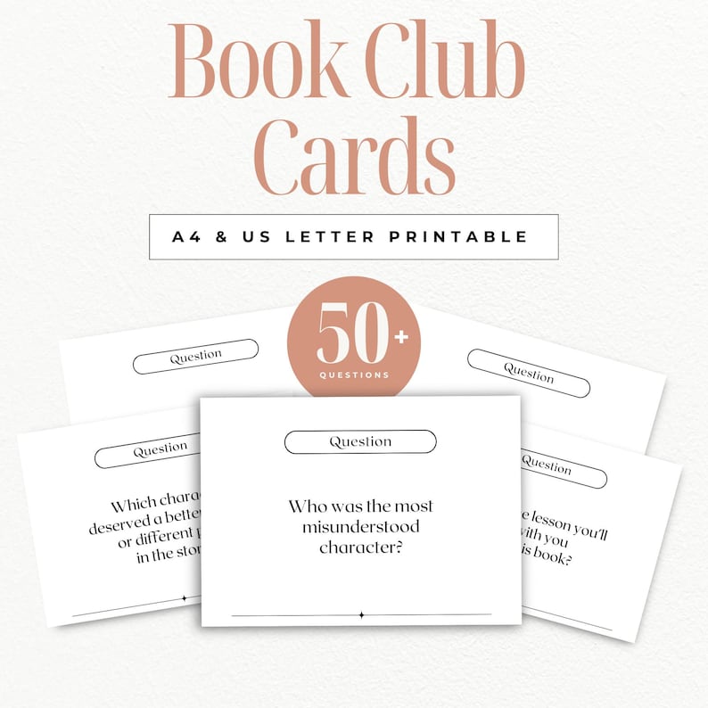 Fiction Book Club Discussion Cards | Fun Printable Questions | Digital ...