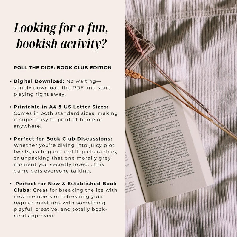 Romance Book Club Game Printable, Roll the Dice, Fun Icebreaker ...
