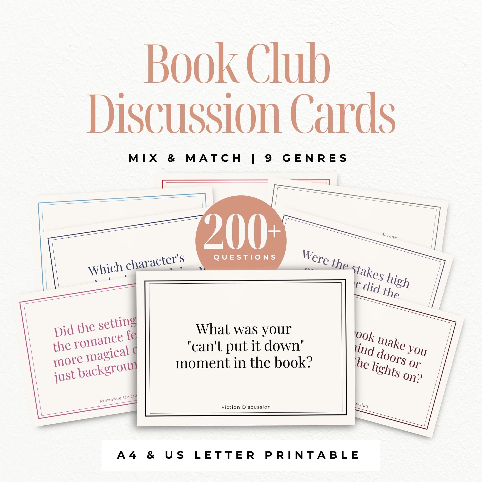 Book Club Bundle Printable | Book Club Discussion Cards, Games ...