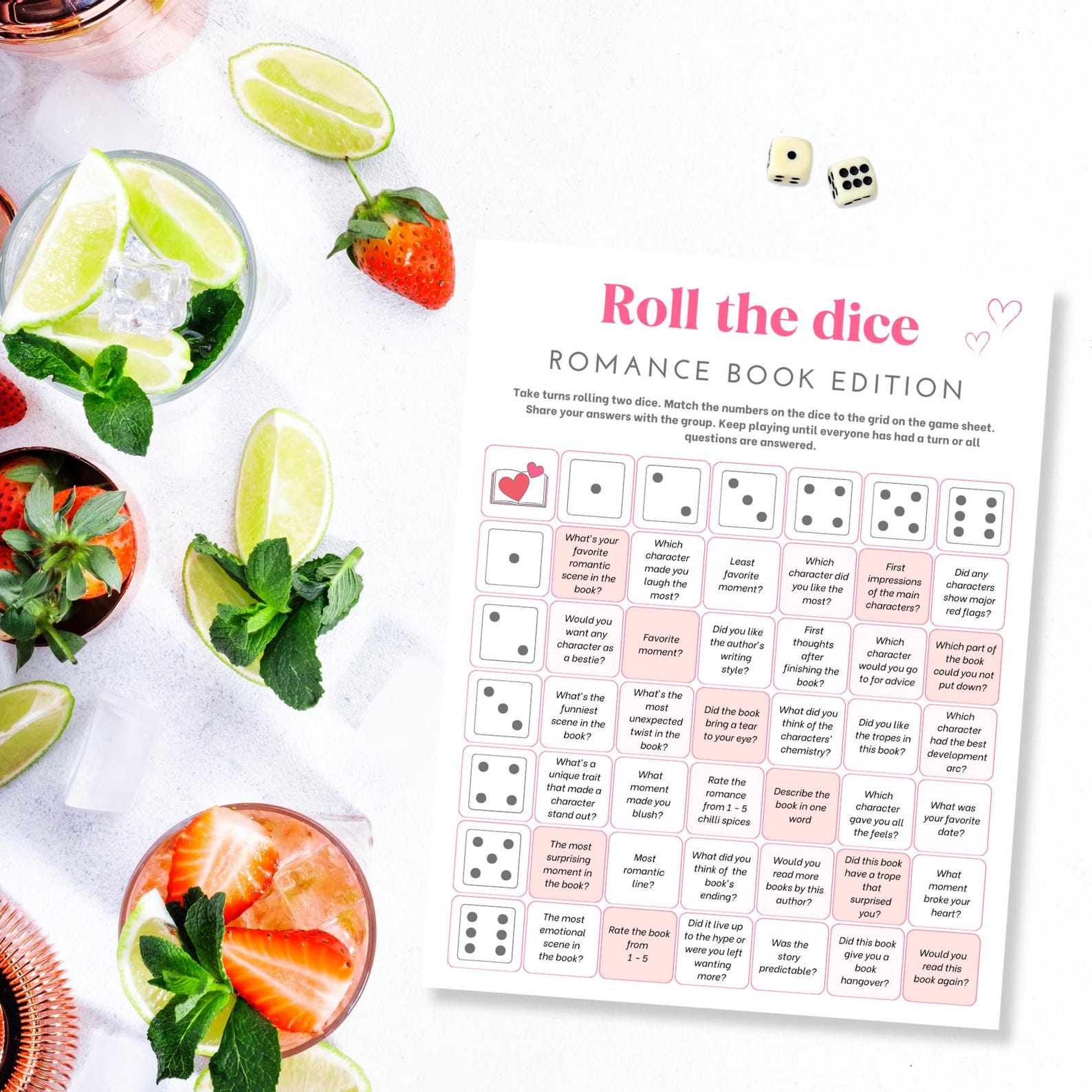 Romance Book Club Bundle | Printable Ice Breaker | Roll the Dice Games ...