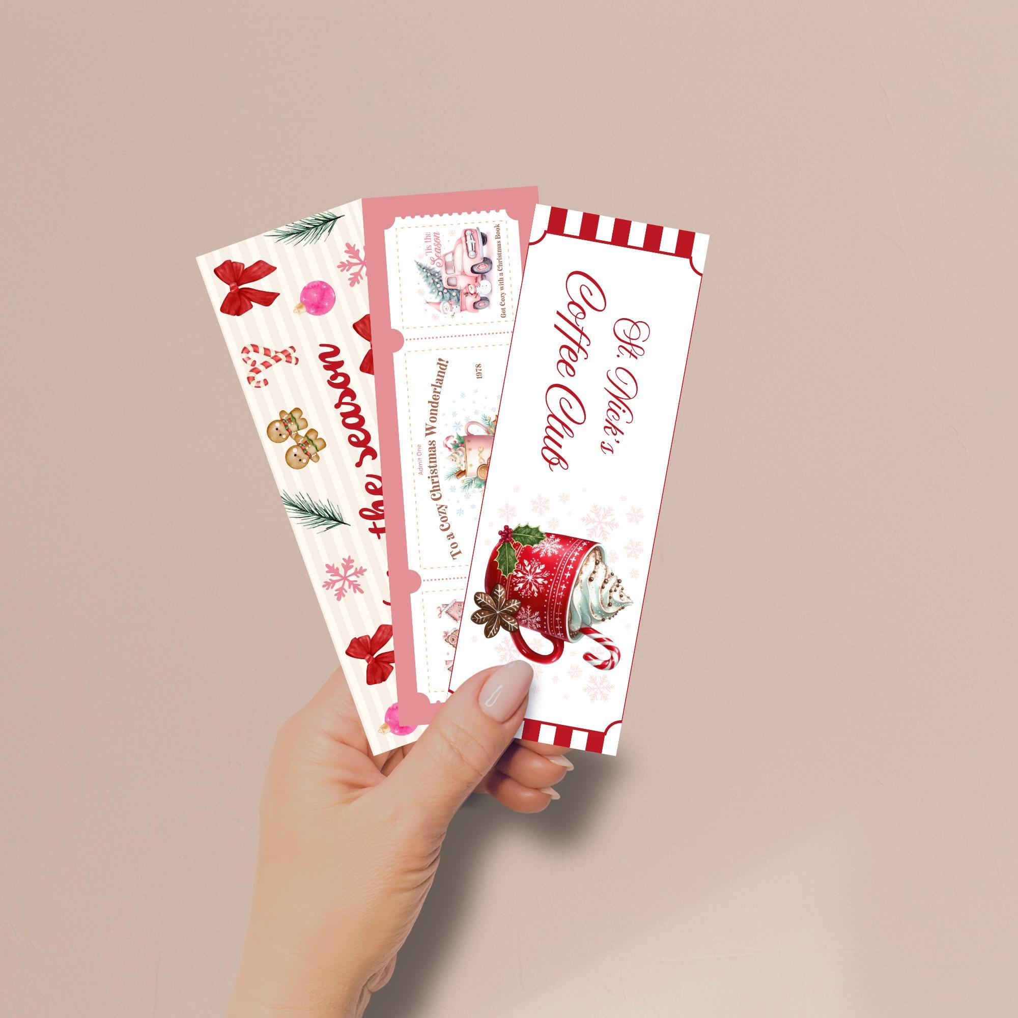 Set of 3 Cozy Christmas Printable Bookmarks | Hot Cocoa & Gingerbread ...