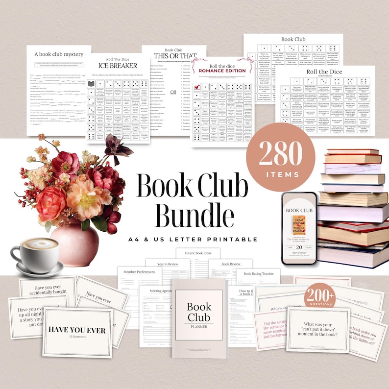Book Club Bundle Printable | Book Club Discussion Cards, Games ...