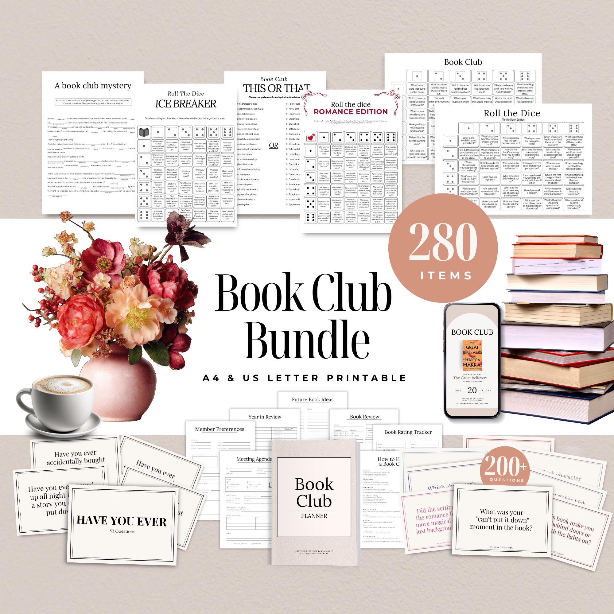 Book Club Bundle Printable | Book Club Discussion Cards, Games ...