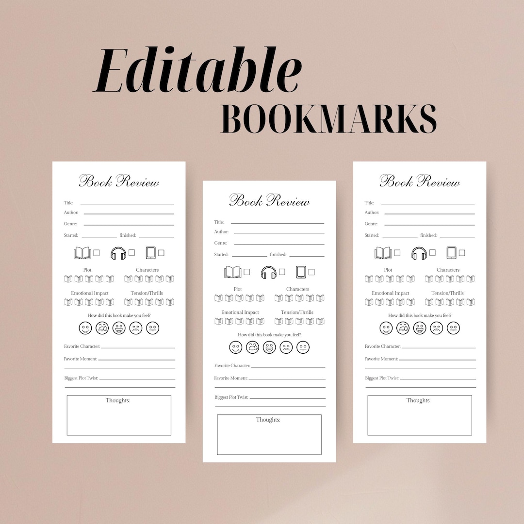 Book Review Bookmark Template, Canva Template, Book Club Discussion ...