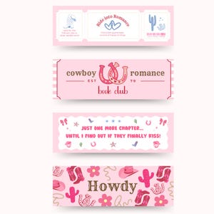 Set of 8 Cowgirl Romance Printable Bookmarks | Pink Aesthetic, Western ...
