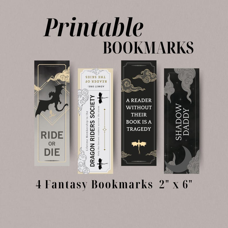 Dragon Rider Bookmark, Fantasy Bookmark, Romantasy Bookish Gift, Cute ...