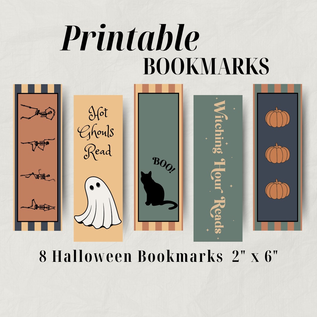 Set of 8 Halloween Bookmarks | Spooky & Witchy Designs | Horror Lovers ...