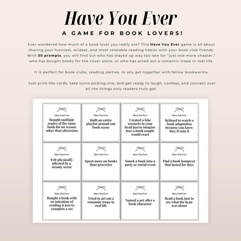 Romance Book Club Printable Bundle, Book Club Games, Trackers Meeting ...